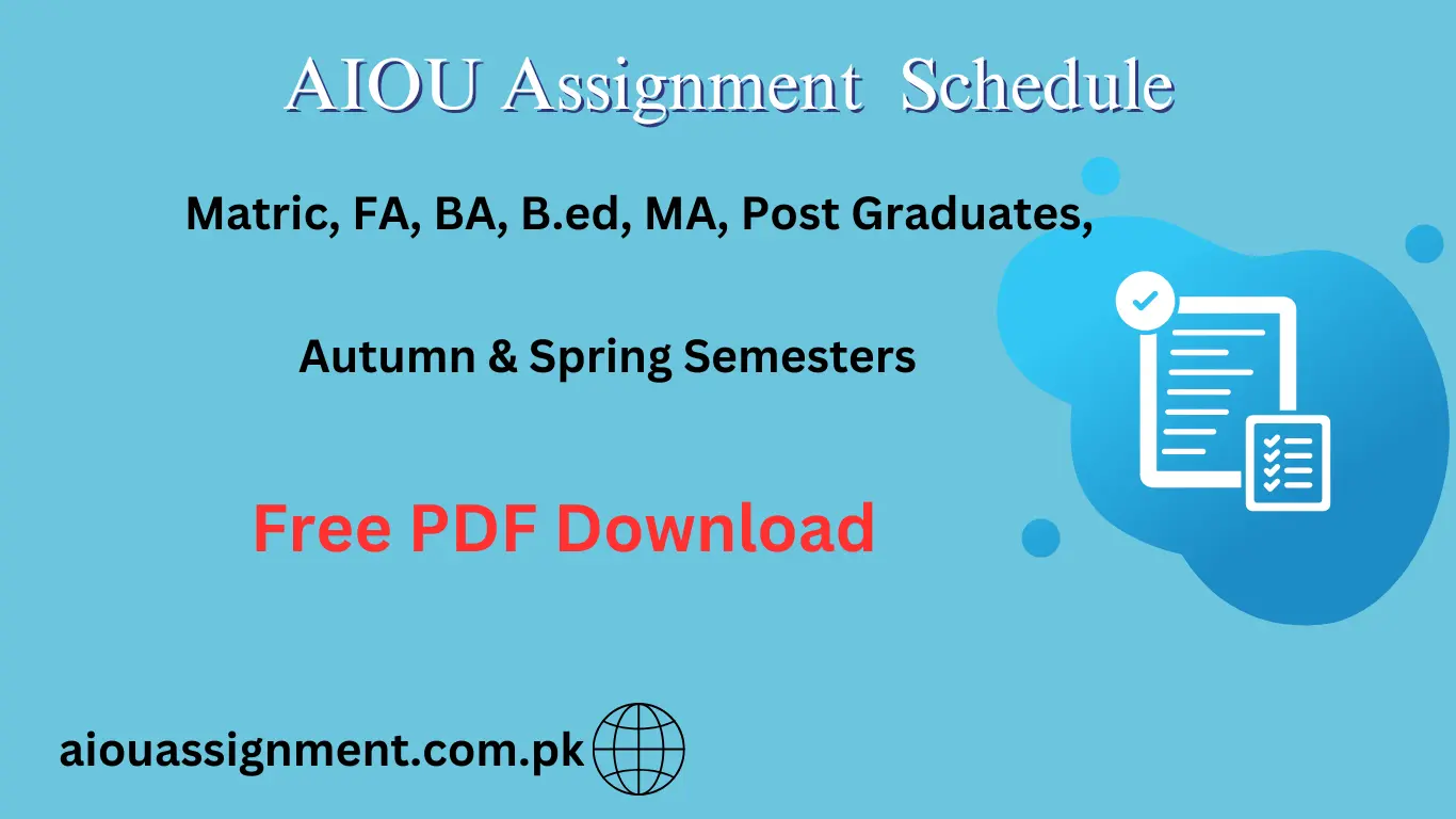 Aiou Assignment Schedule 2025 Spring Autumn